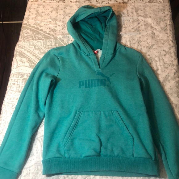 Puma | Tops | Puma Bluegreen Sweatshirthoodie Size Large | Poshmark